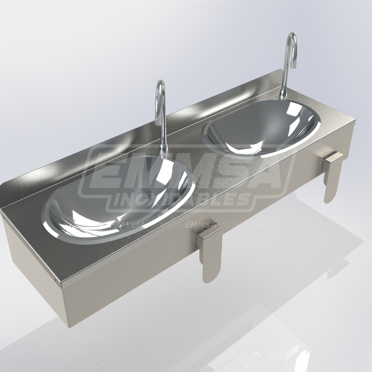 Lavamano doble de amurar - Bacha grande