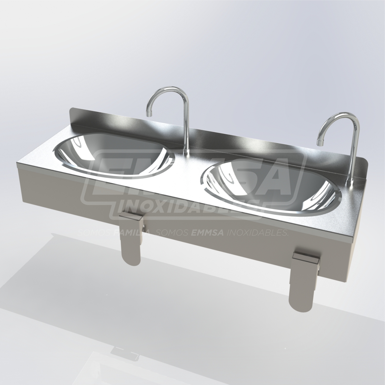 Lavamano doble de amurar - Bacha grande