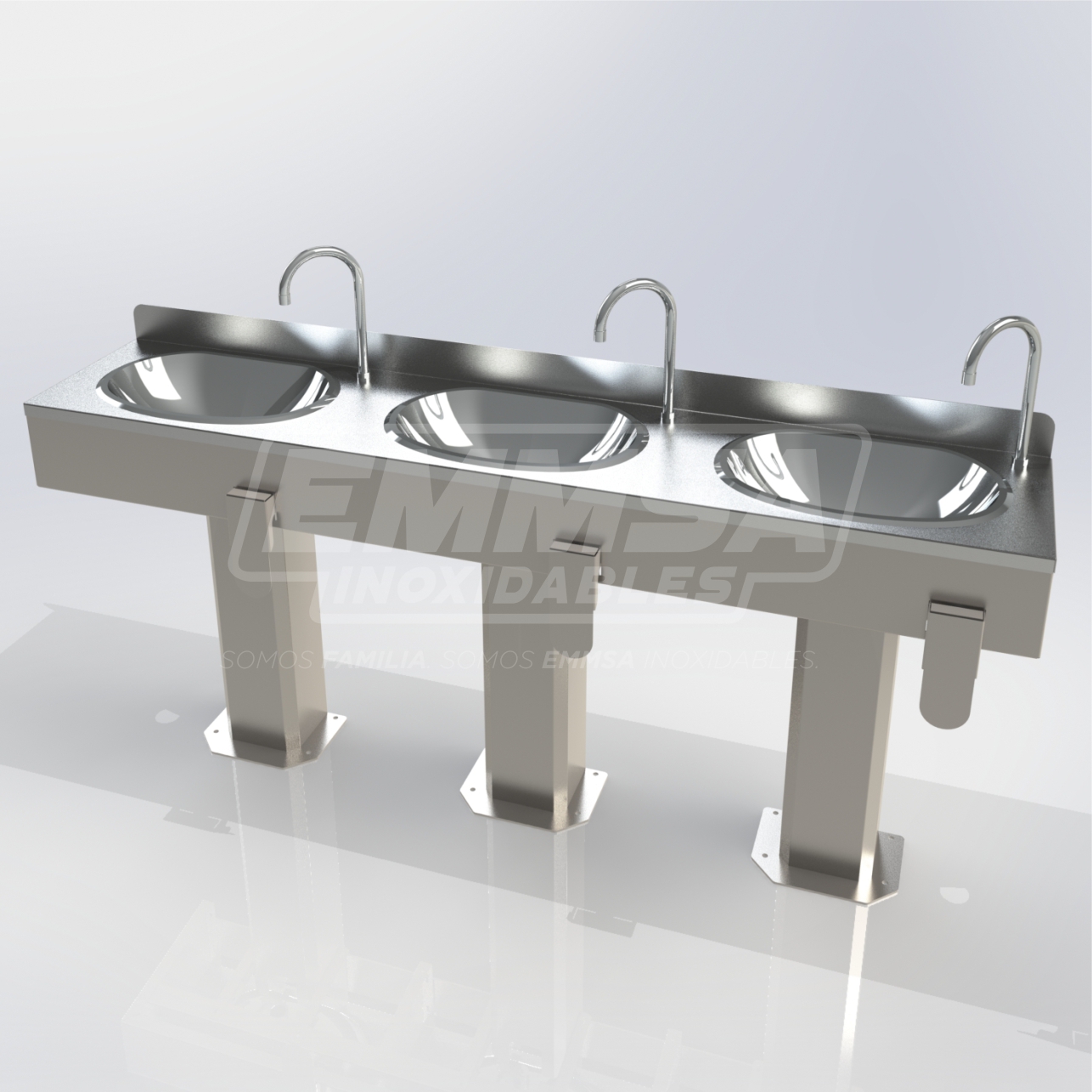 Lavamano triple con pedestal