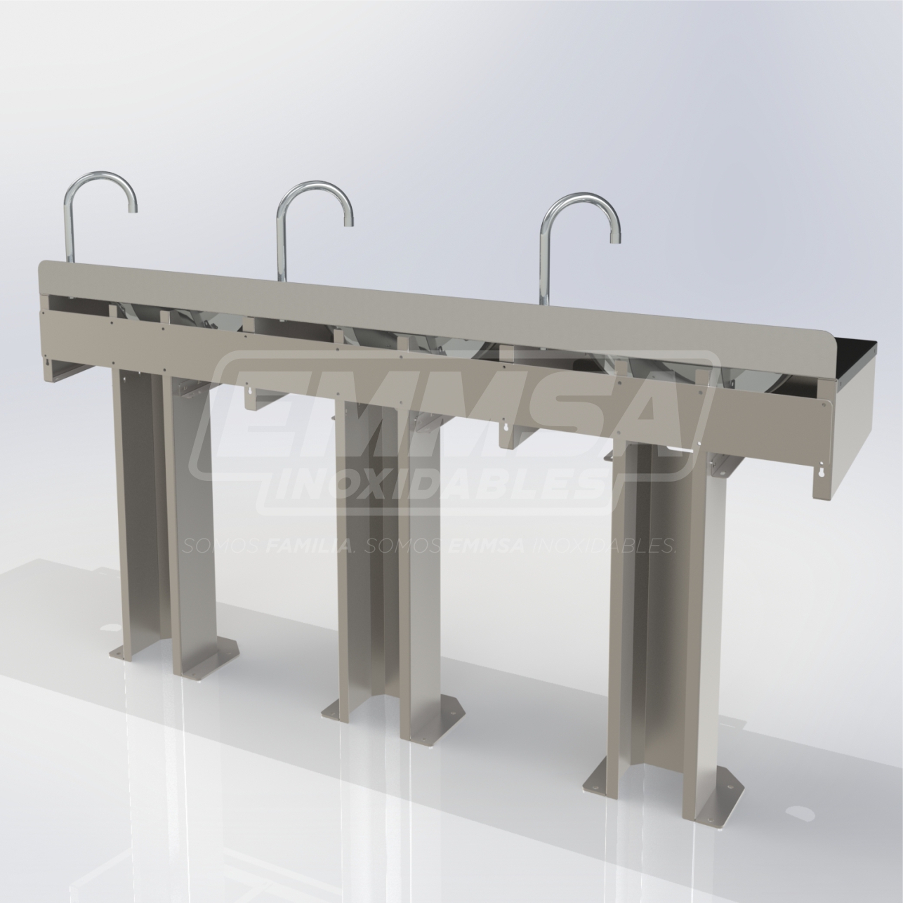 Lavamano triple con pedestal